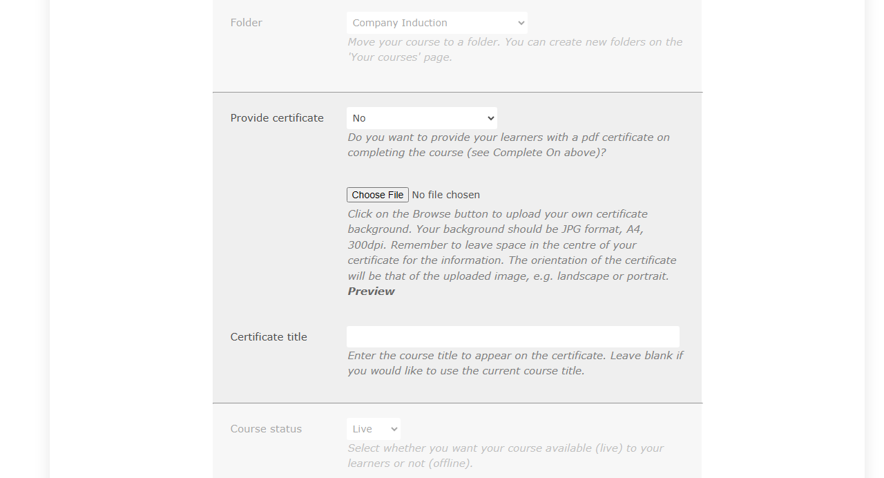 How to set up course certificates – Nimble Elearning