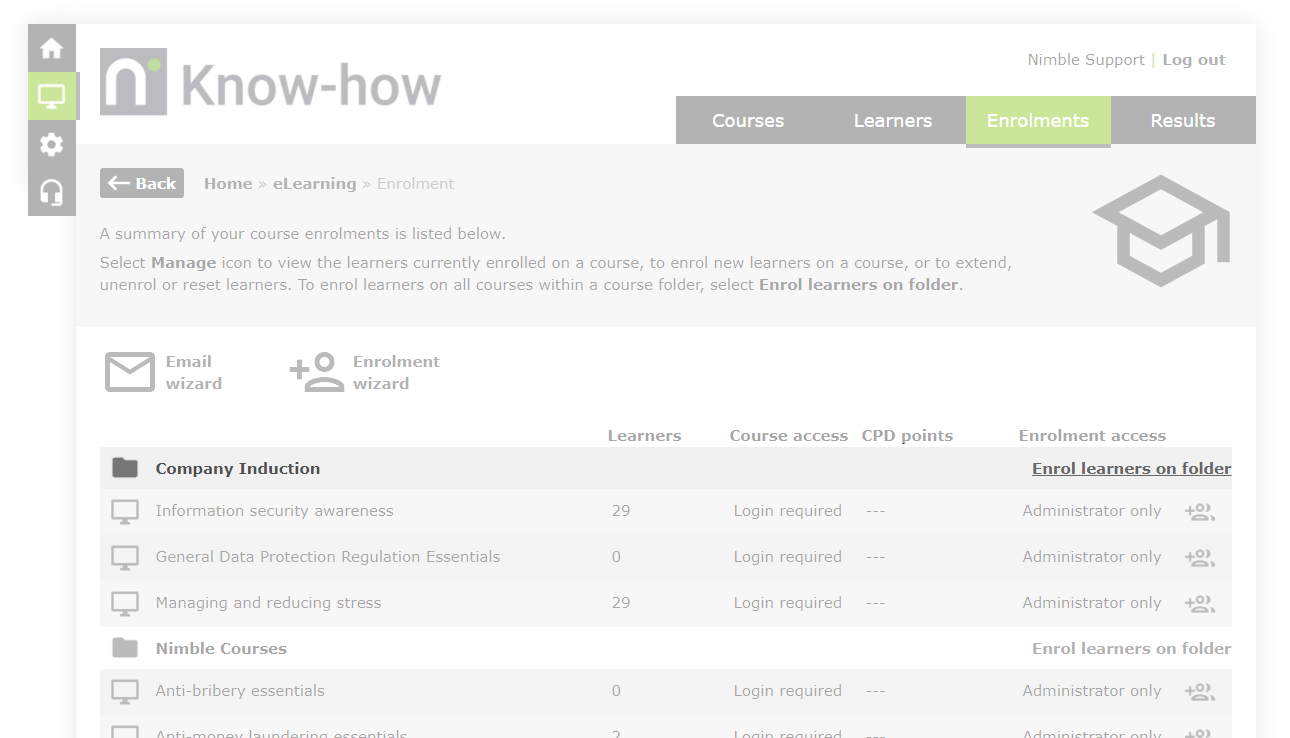 How to enrol learners onto a folder – Nimble Elearning