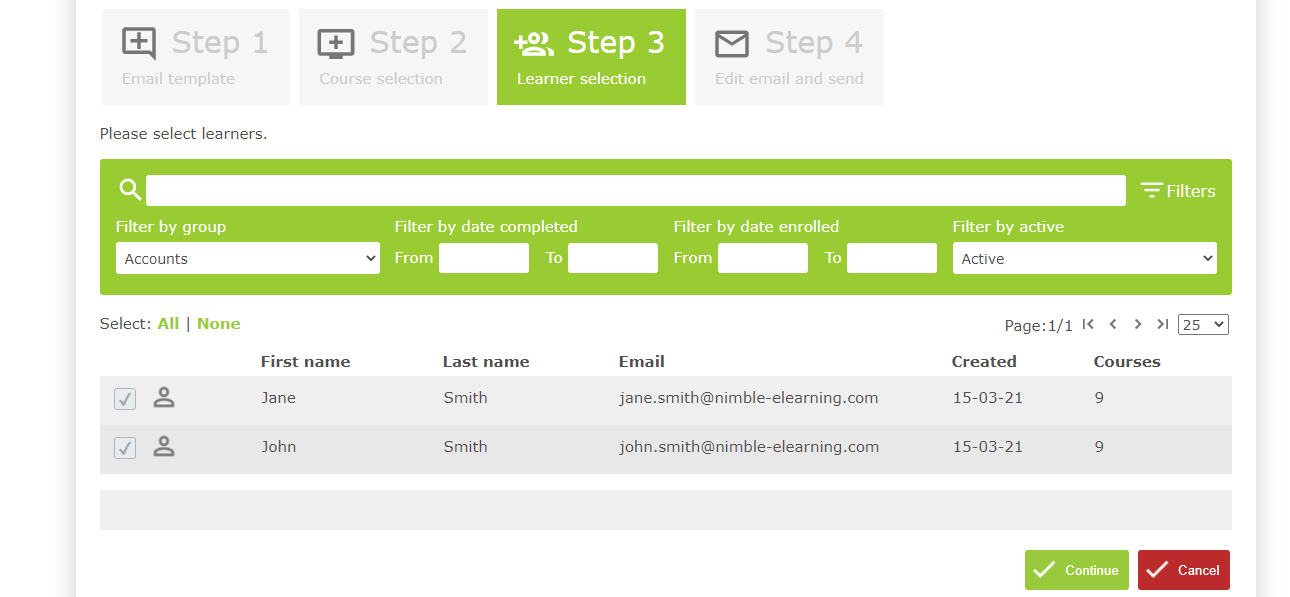 How to send reminders to learners using the email wizard – Nimble Elearning