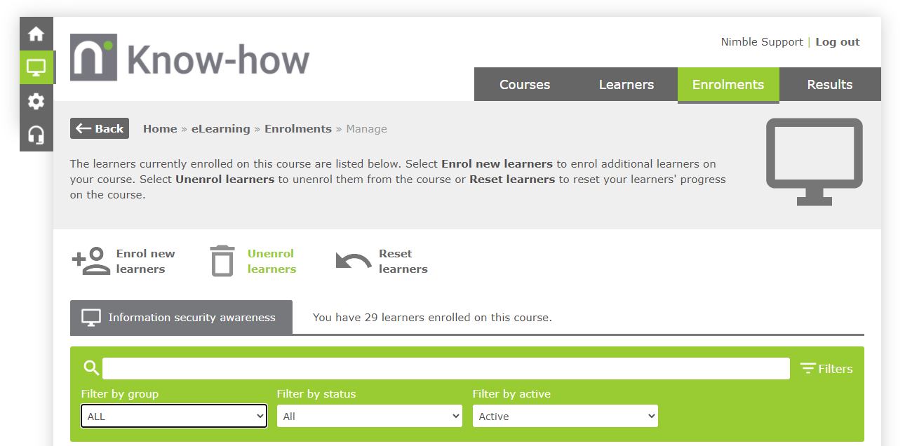 How to unenrol learners from a course – Nimble Elearning