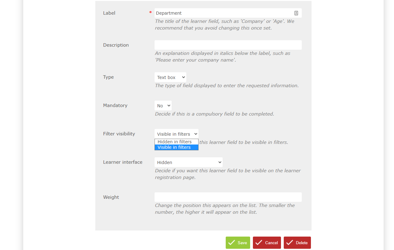 How to set up learner fields – Nimble Elearning