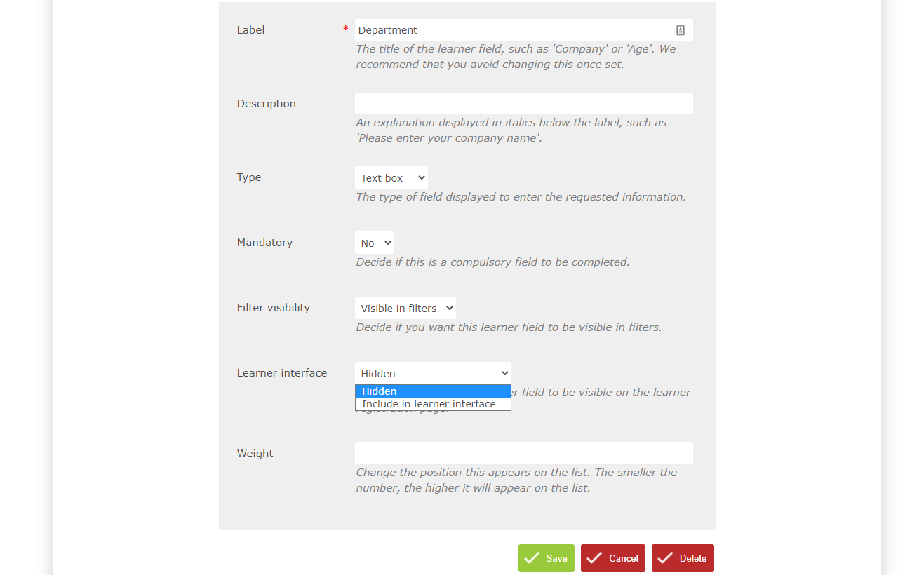 How to set up learner fields – Nimble Elearning