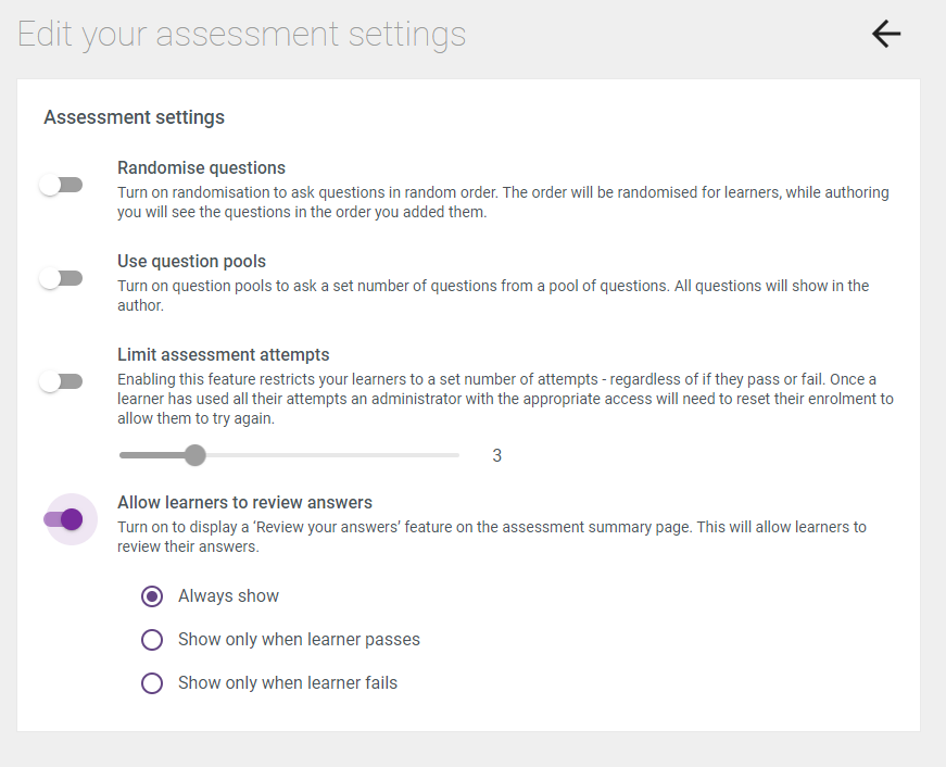 How to add assessment feedback – Nimble Elearning