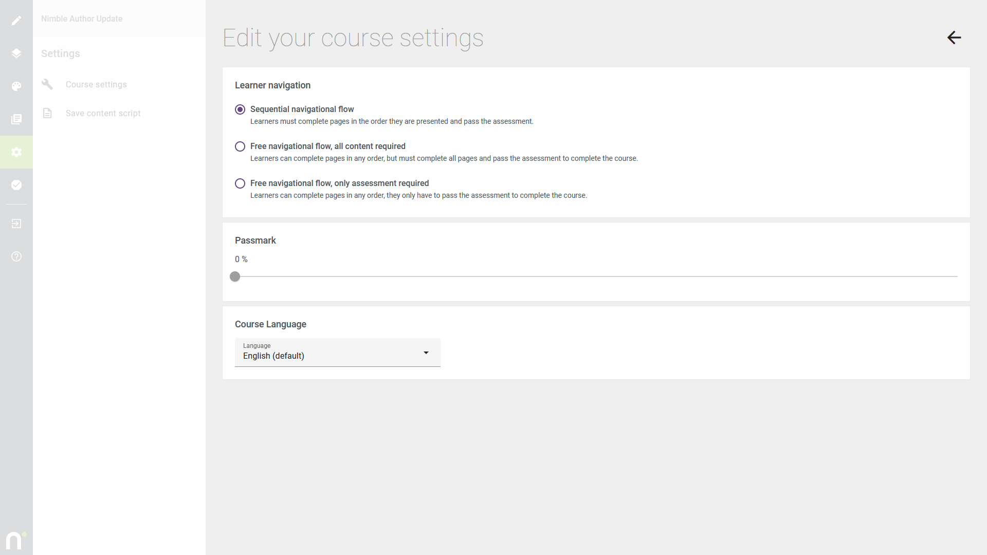 How to change the assessment passmark – Nimble Elearning